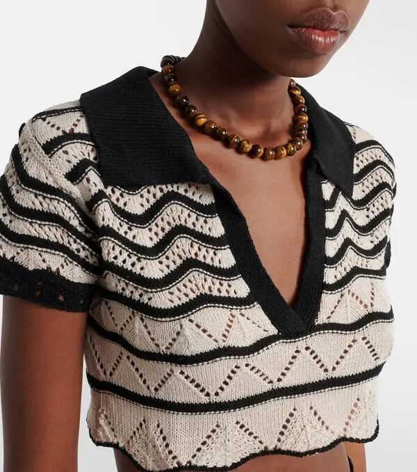BANANHOT Cropped Polo Knit Top