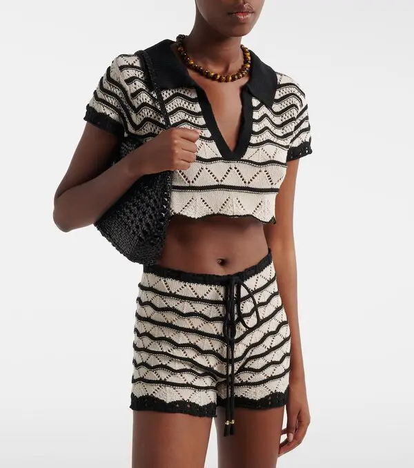 BANANHOT Cropped Polo Knit Top