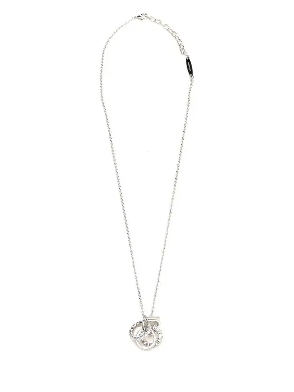 FERRAGAMO Gancino Brass And Crystal Pendant Necklace - Silver