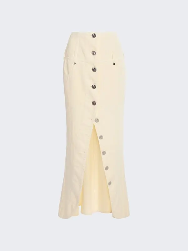 WIEDERHOEFT Button Front Denim Skirt - Cream