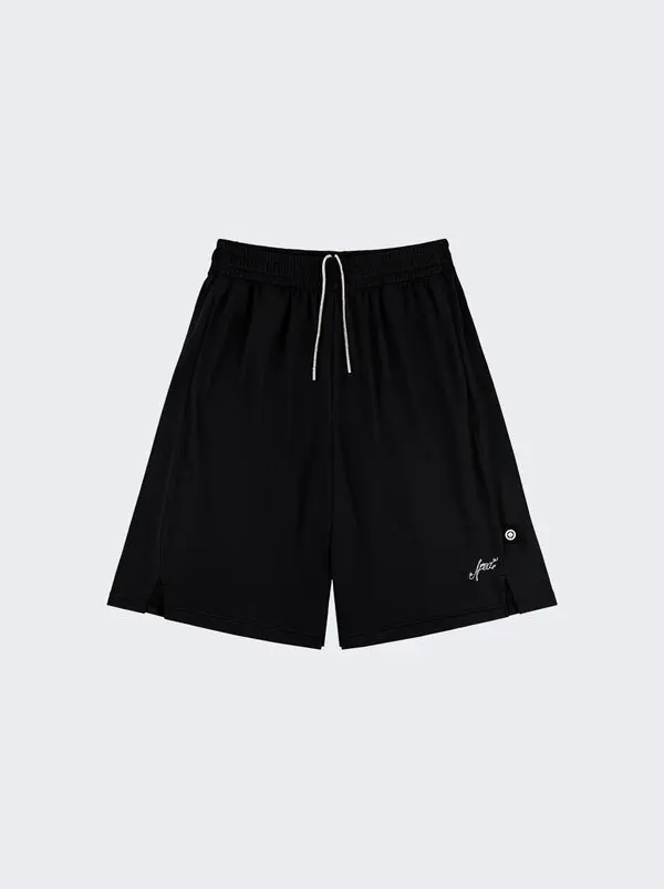 AREA Basketball Shorts With Embroidered Logo And Crystal Rope Drawstring - Black