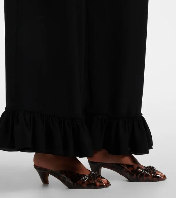 Chloé Silk Crepe De Chine Wide-leg Pants With Ruffled Hem