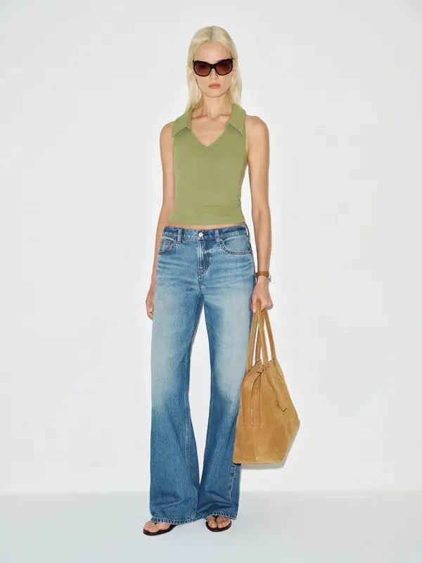 REFORMATION Austine Knit Top Bean - Green