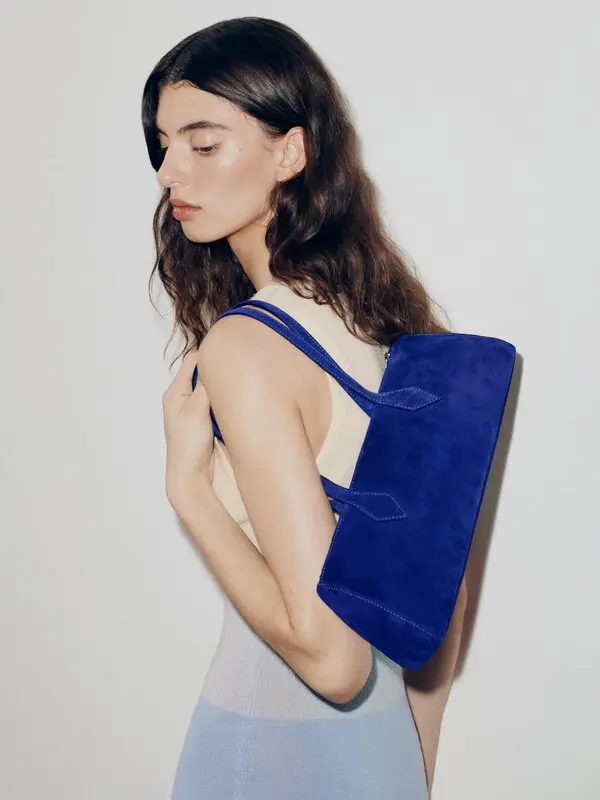 REFORMATION Sofia East West Shoulder Bag - Blue