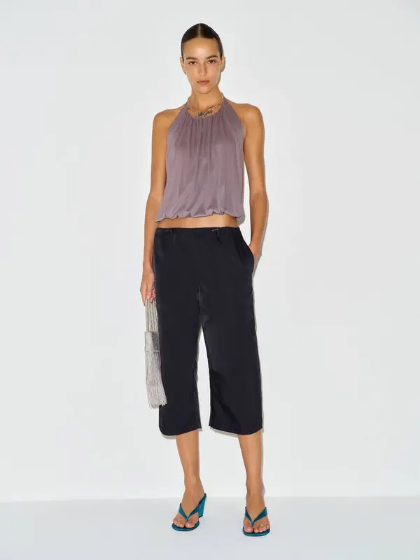 REFORMATION Arlette Pant Cropped Trousers - Black