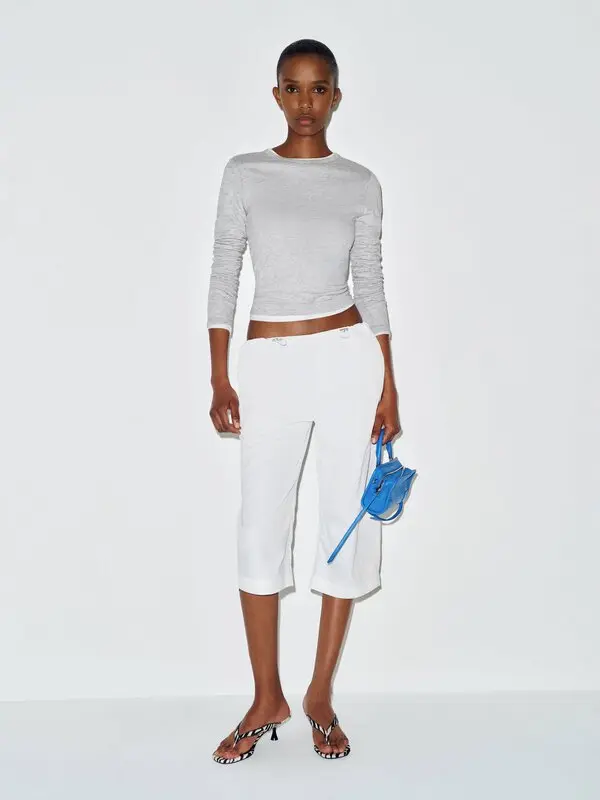 REFORMATION Arlette Pant Cropped Trousers - Ivory