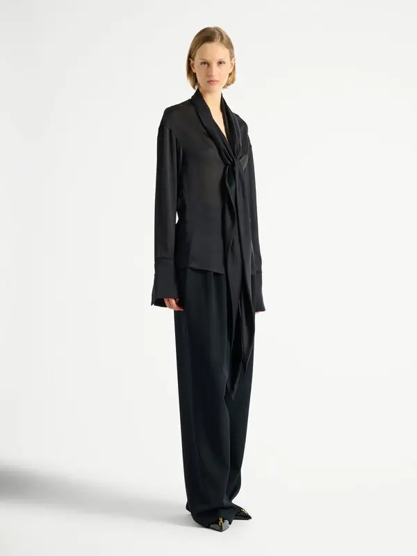 Balmain Silk Shirt With Tie Collar