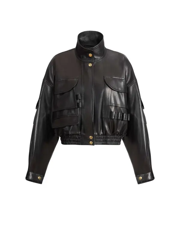 Balmain Lambskin Bomber Jacket - Black