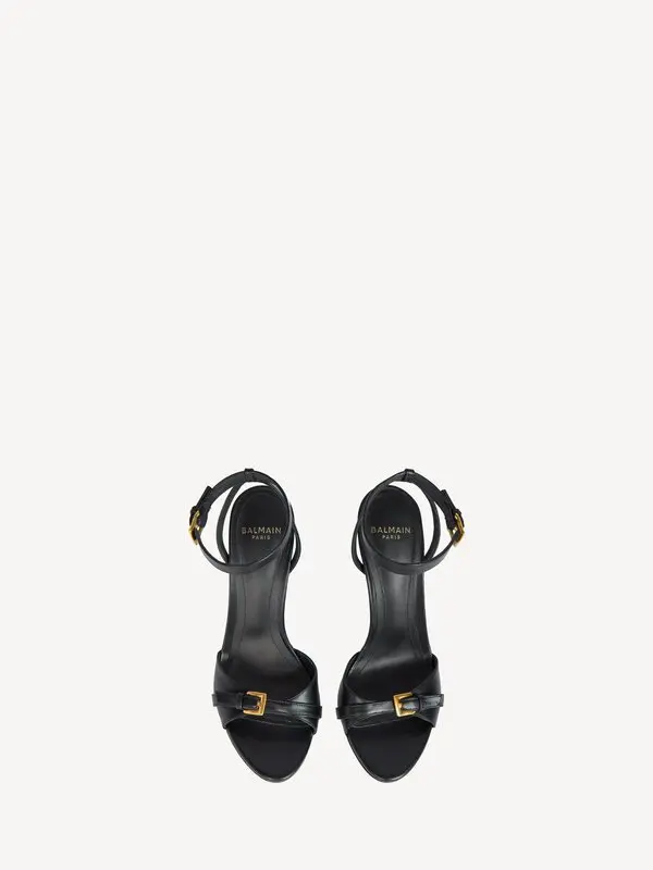 Balmain Anthem Stiletto Sandals With Gold Buckle Detail - Black