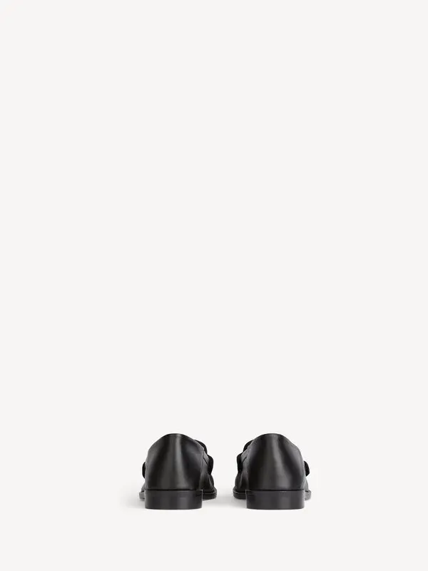 Balmain Sync Leather Loafers With Gold Chain Detailing - Black