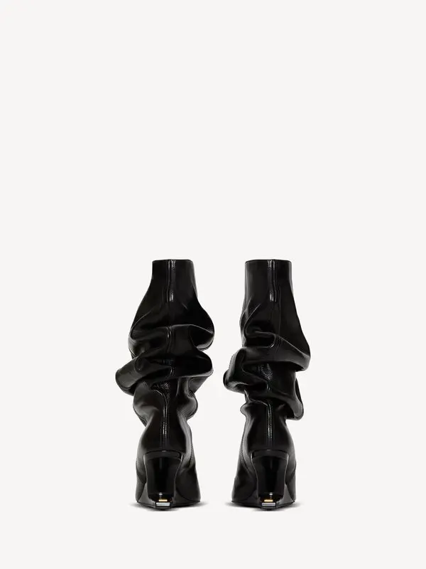 Balmain No Wedge Textured Leather Ankle Boots
