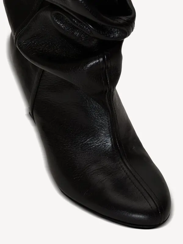 Balmain No Wedge Textured Leather Ankle Boots