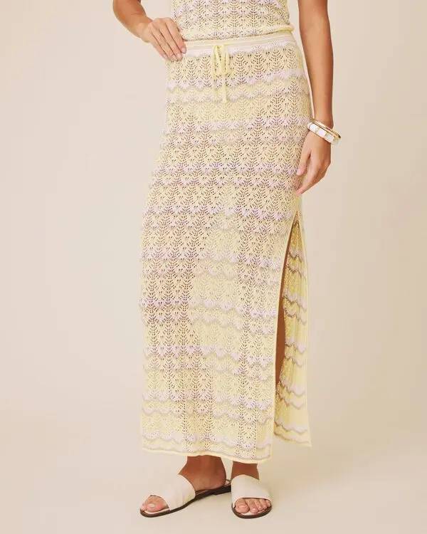 Splendid Eleni Stripe Knit Maxi Skirt - Lemon Drop Multi