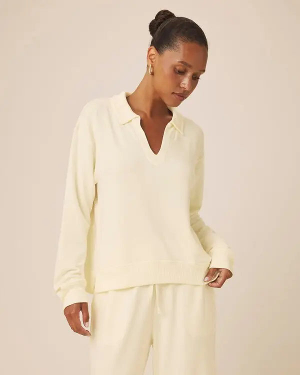 Splendid Supersoft Long Sleeve Polo - Lemon Drop