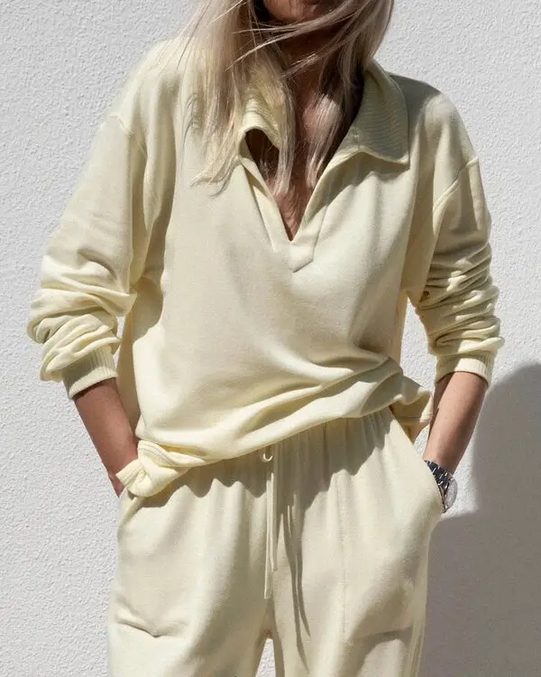 Splendid Supersoft Long Sleeve Polo - Lemon Drop