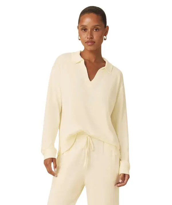 Splendid Supersoft Long Sleeve Polo - Lemon Drop