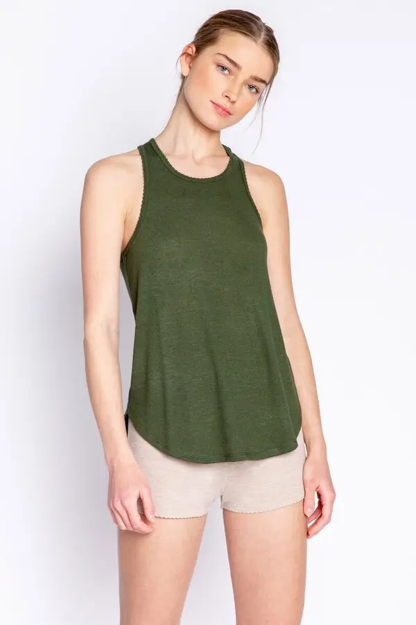 PJ Salvage Reloved Lounge Tank Top - Dark Olive