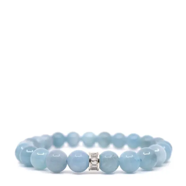 SHAR OKE Blue / Silver Aquamarine & Sterling Silver Baguette Bracelet - Blue/silver