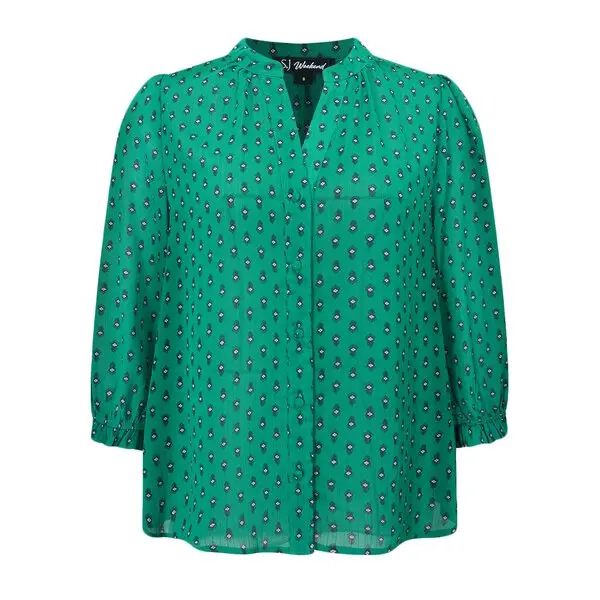 SMART AND JOY Printed V-neck Blouse - Green
