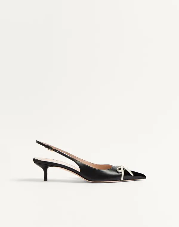 Valentino Garavani Bepointy Slingback Pumps In Patent Leather And Kidskin - Black/ivory