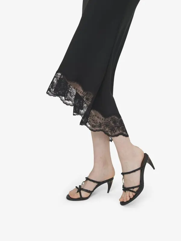 Alexander McQueen Rosa Leather Sandal With Wishbone Charm - Black