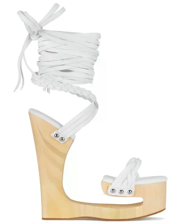 Jeffrey Campbell Sculpted Platform Leg-wrap Sandals - White
