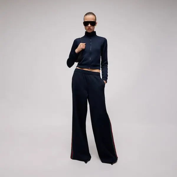 Gucci Rib Cotton Jersey Leisure Pants With Web Detail