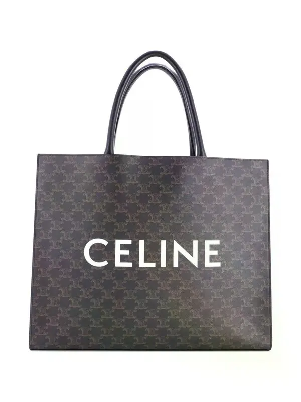 Celine Horizontal Logo Cabas Triomphe Coated Canvas Tote Bag