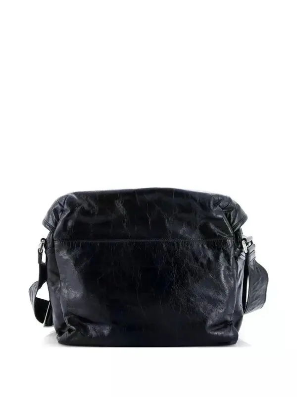 Prada Slanted Double Pocket Soft Calf Shoulder Bag - Black