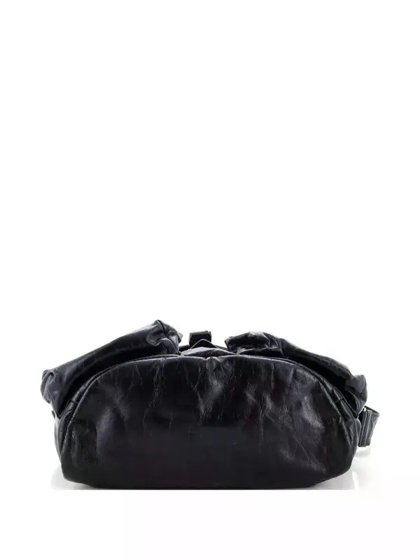 Prada Slanted Double Pocket Soft Calf Shoulder Bag - Black