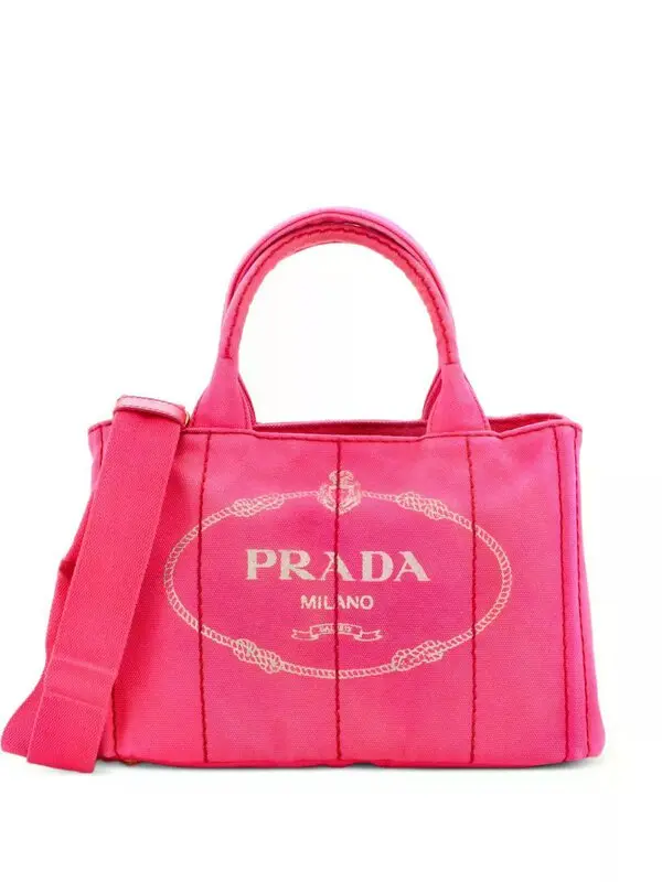 Prada Canapa Convertible Canvas Mini Tote Bag - Pink