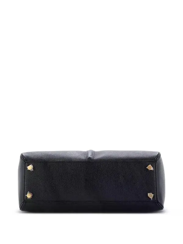 Celine 16" Top Handle Bag In Grained Calfskin - Black
