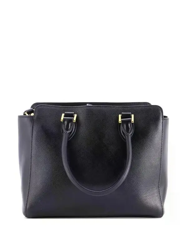 Prada Convertible Zip Saffiano Leather Tote Bag - Black