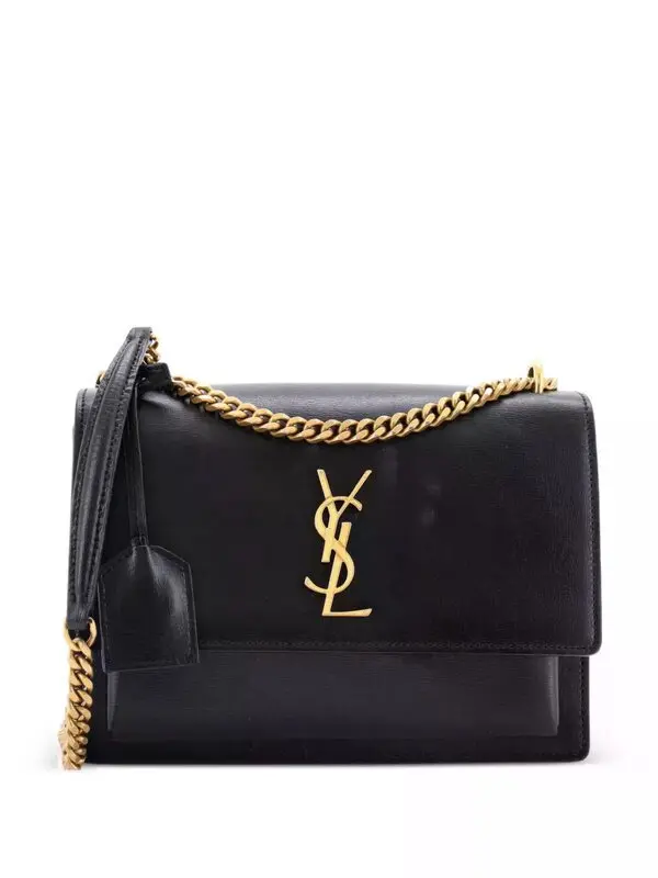 Saint Laurent Medium Sunset Leather Crossbody Bag - Black