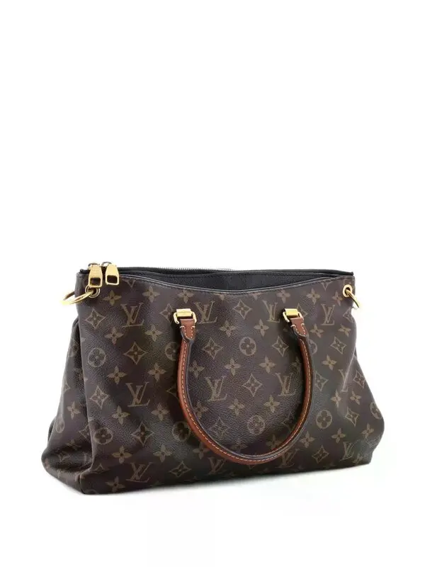LOUIS VUITTON Pallas Tote Monogram Canvas With Leather Shoulder Bag - Black