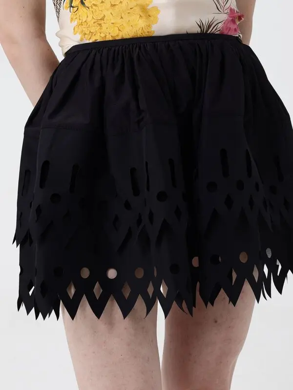 Blumarine Cotton Blend Mini Skirt With Wavy Hem