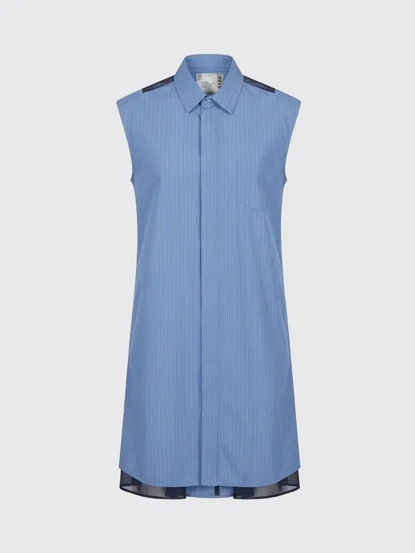 Sacai Striped Cotton Blend Shirt Dress