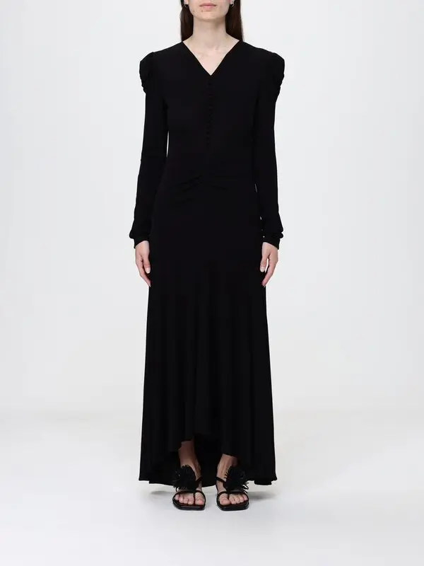 Isabel Marant Étoile Long Sleeve V-neck Maxi Dress - Black