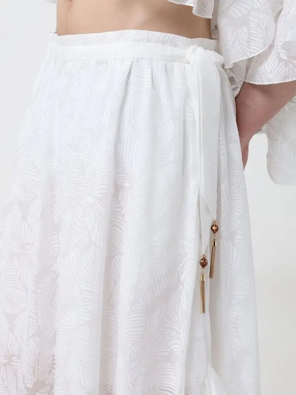 Zimmermann Ruffled Floral Cotton Blend Maxi Skirt