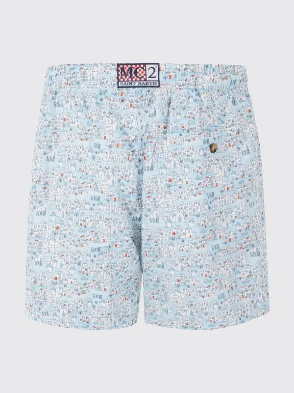 MC2 SAINT BARTH Swim Shorts With Print - Sky Blue