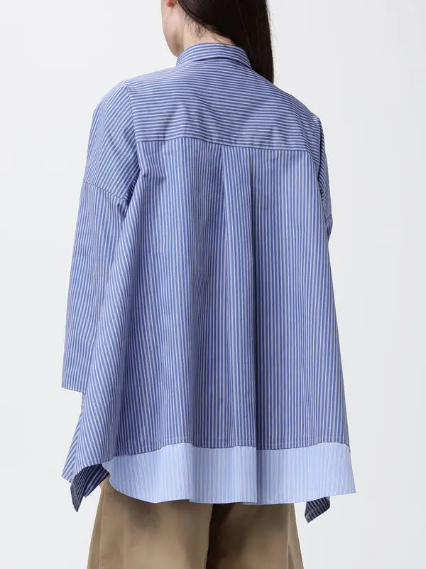 Sacai Striped Cotton Blend Long Sleeve Shirt