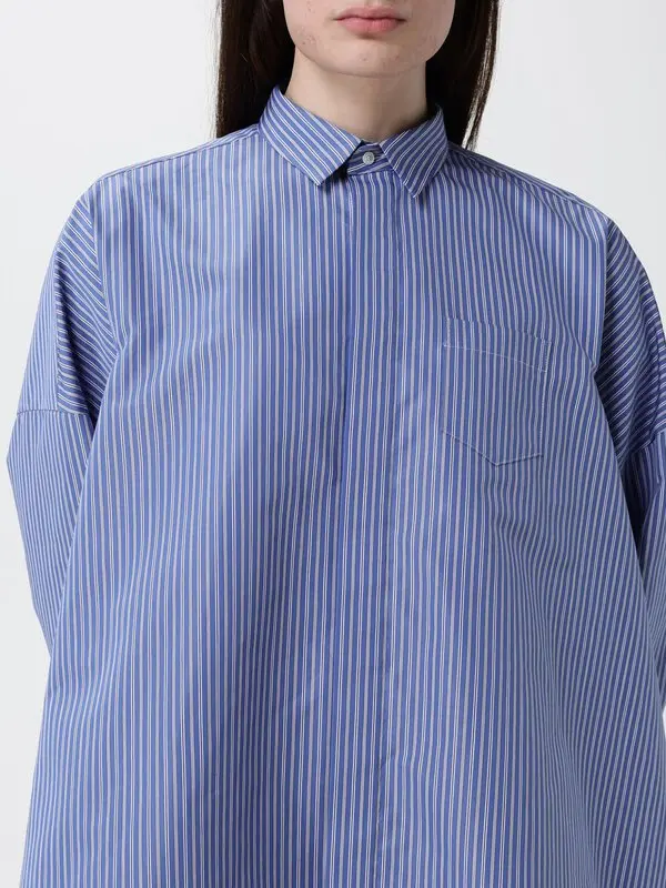 Sacai Striped Cotton Blend Long Sleeve Shirt