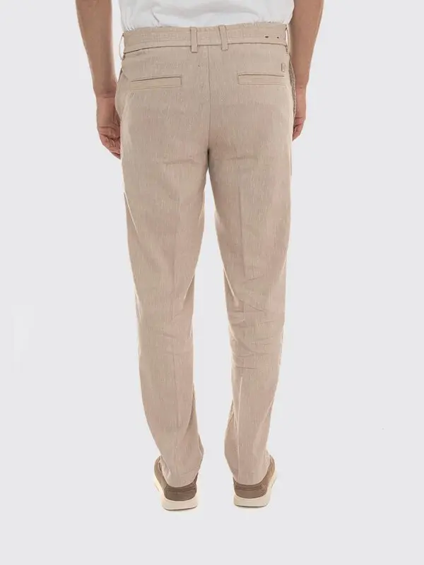 BOSS Slim Fit Linen Blend Chino Trousers - Beige