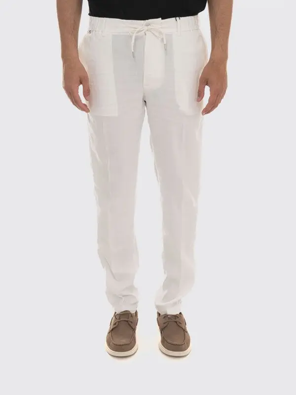 BOSS Slim Fit Linen Blend Chino Trousers - White