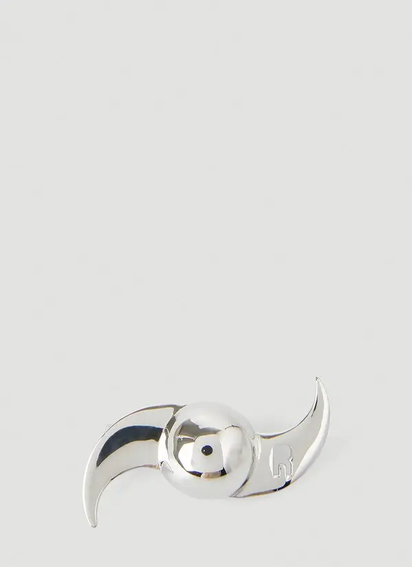 Raf Simons Space Spinner Brooch With Logo Cut-out - Silver