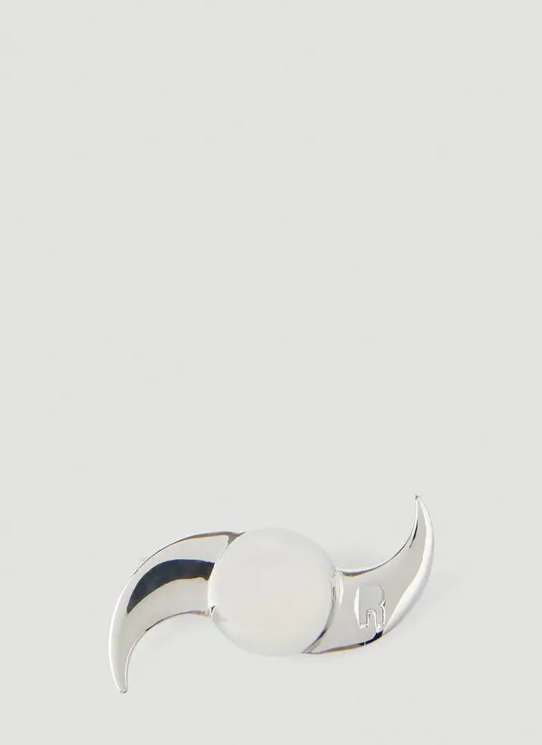 Raf Simons Space Spinner Brooch With Logo Cut-out - Silver