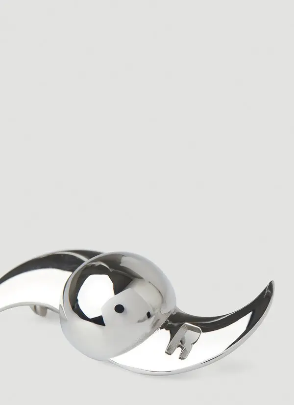 Raf Simons Space Spinner Brooch With Logo Cut-out - Silver