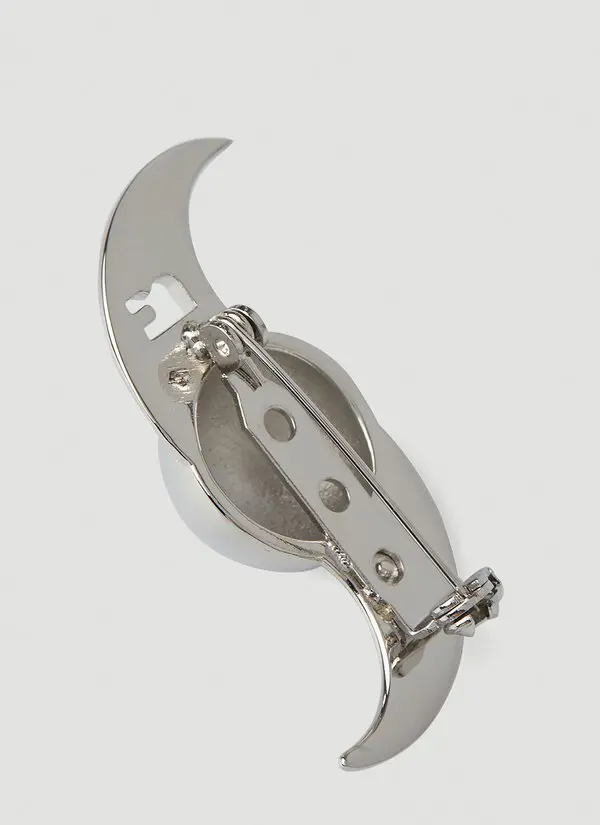 Raf Simons Space Spinner Brooch With Logo Cut-out - Silver