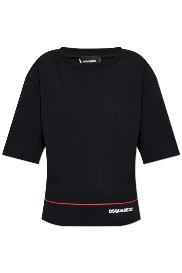 Dsquared2 Cotton Logo T-shirt With Red Line Detail