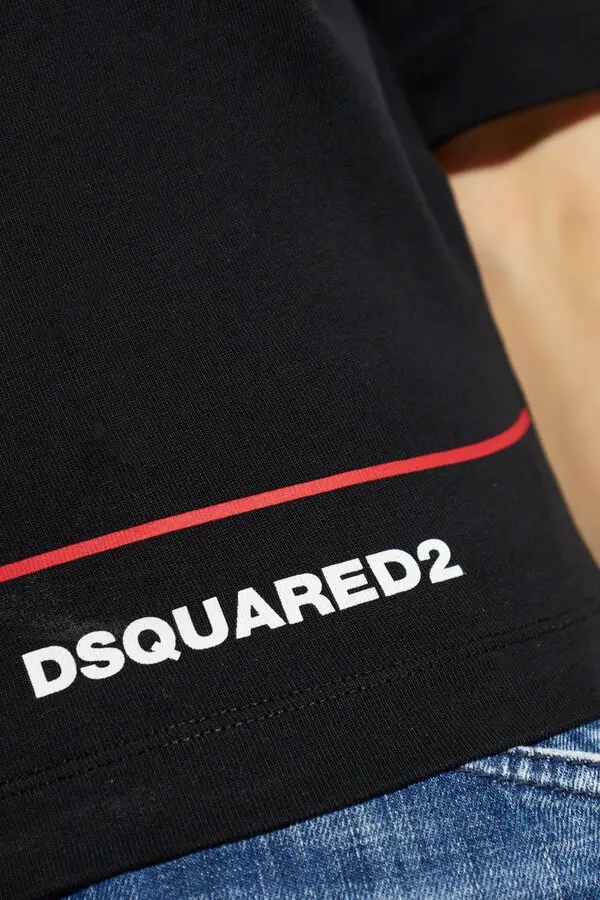 Dsquared2 Cotton Logo T-shirt With Red Line Detail